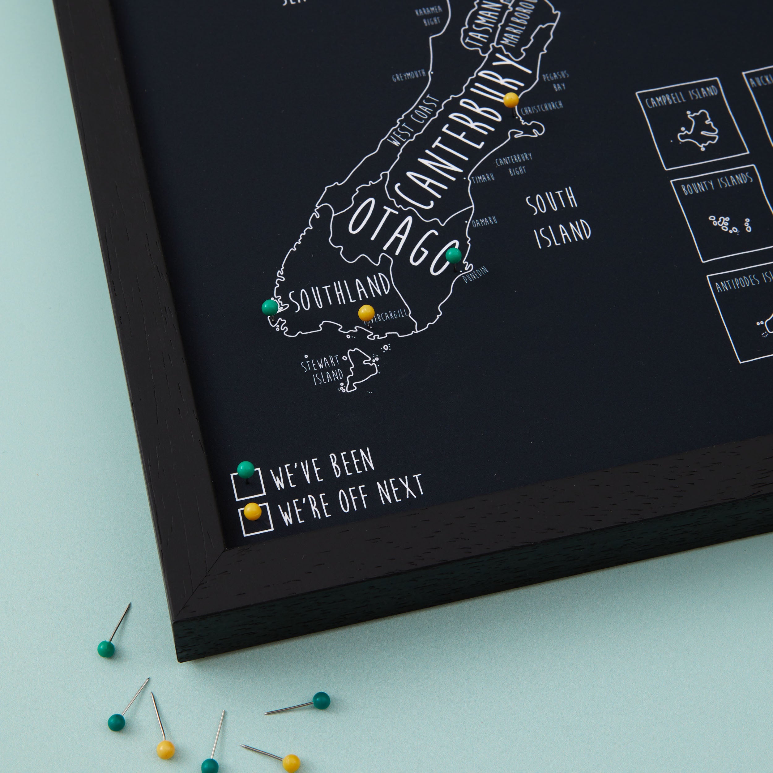 Personalised New Zealand Pin Board Map – Louisa Elizabeth