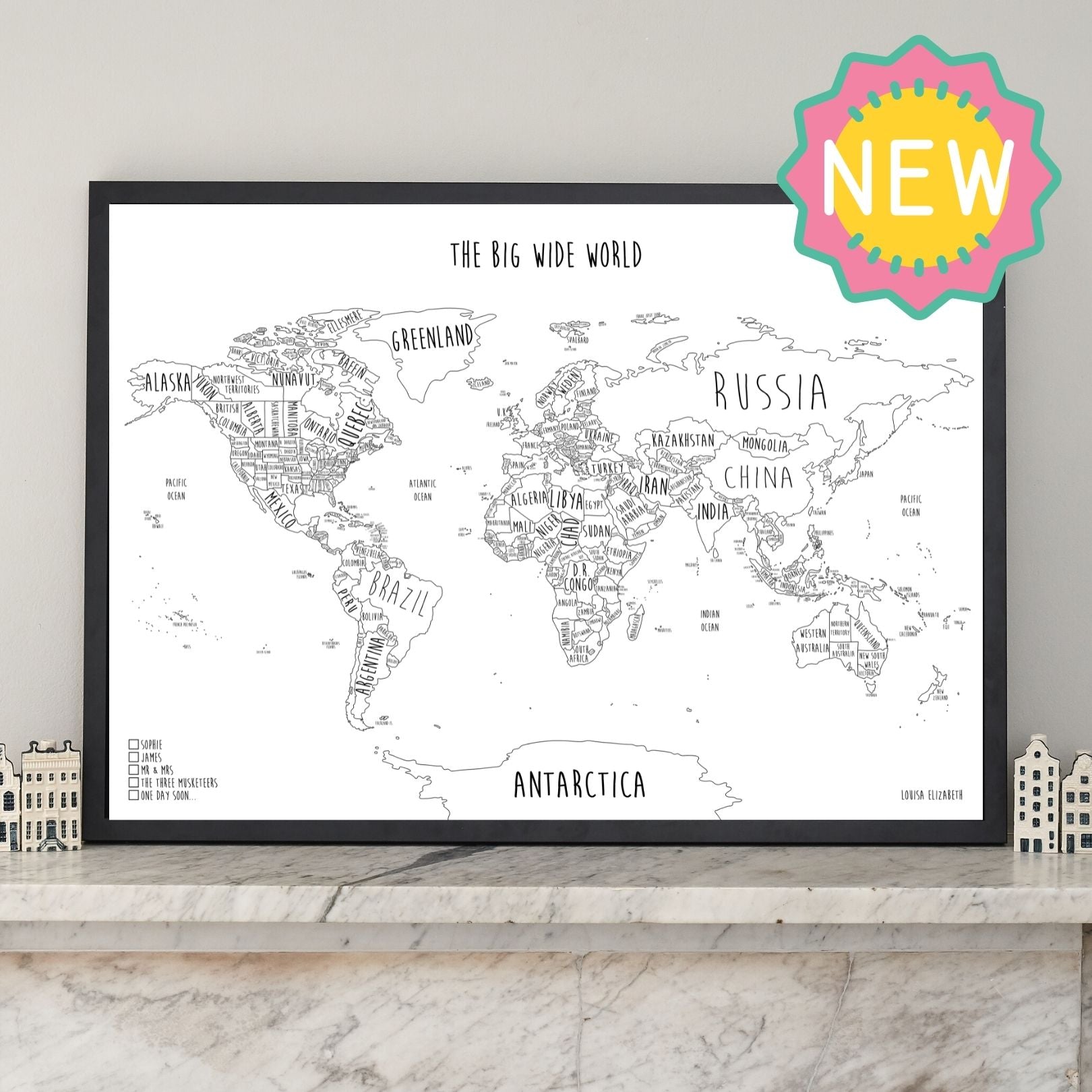 Personalised Detailed World Pin Board Map – Louisa Elizabeth